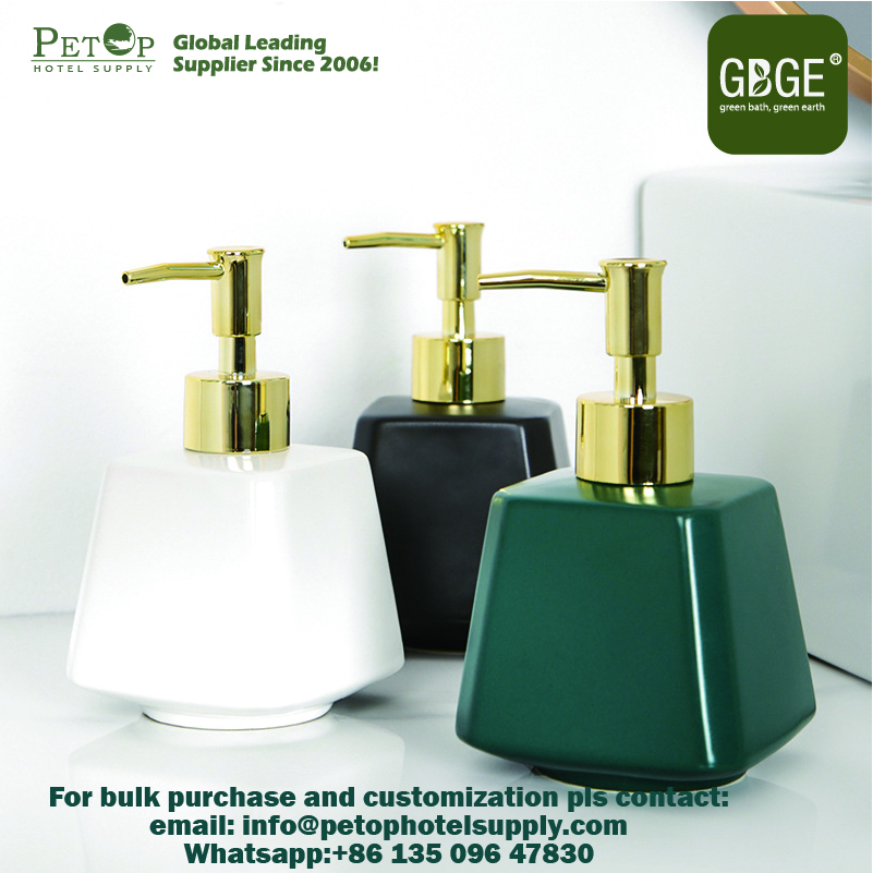 Luxury Ceramic Green Hand Soap Dispenser | Petop Hotel Supply