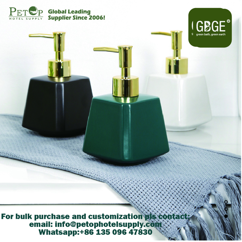 Luxury Ceramic Green Hand Soap Dispenser | Petop Hotel Supply