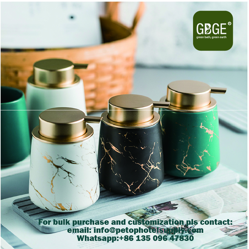 Luxury Ceramic Marbling Hand Soap Dispenser | Petop Hotel Supply
