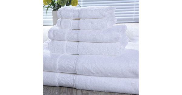 JOSHUA 16S Cotton Dobby Border Towel Sets with Reed Pattern for Hotel ...
